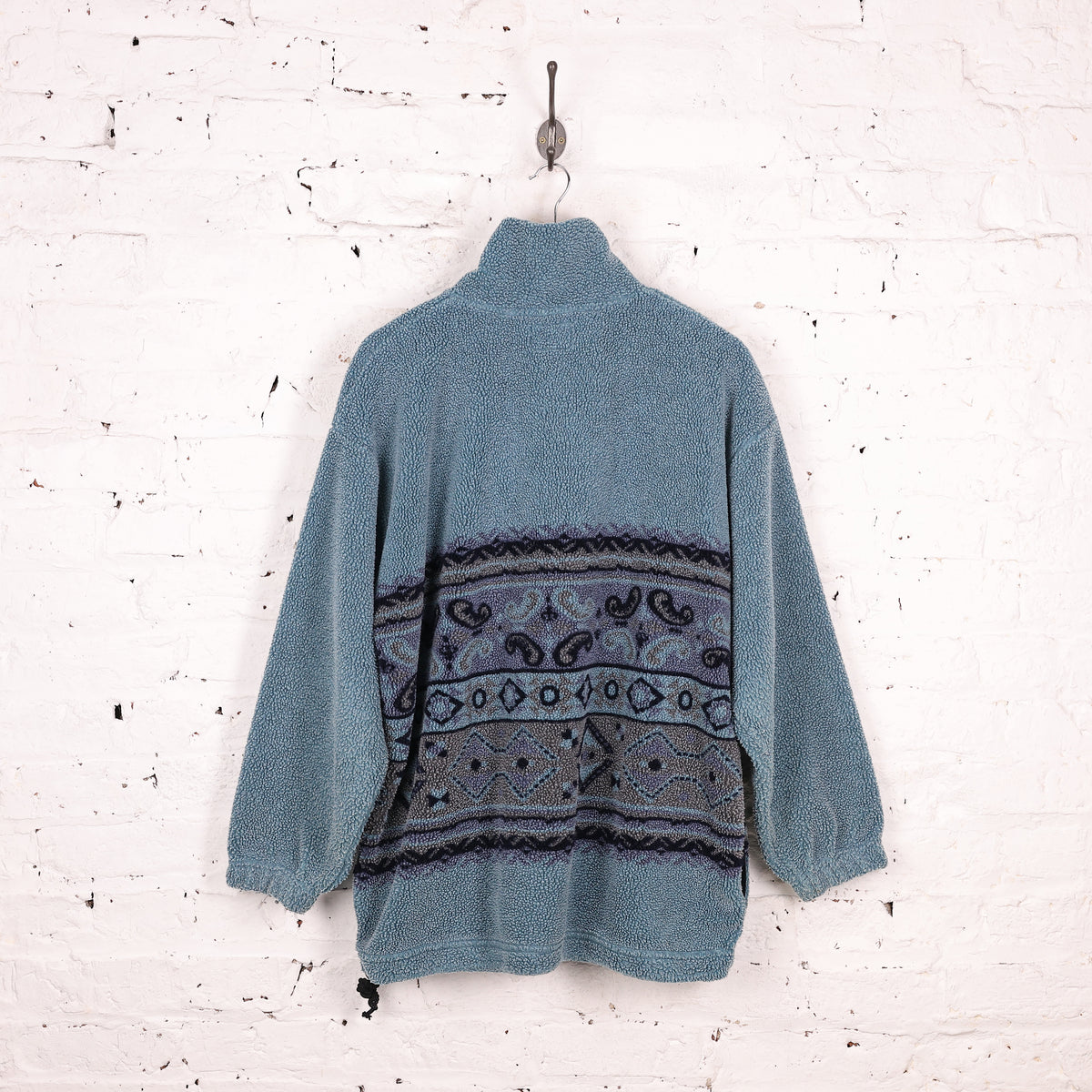 Patterned 1/4 Zip Pile Fleece - Blue - XXL – Headlock