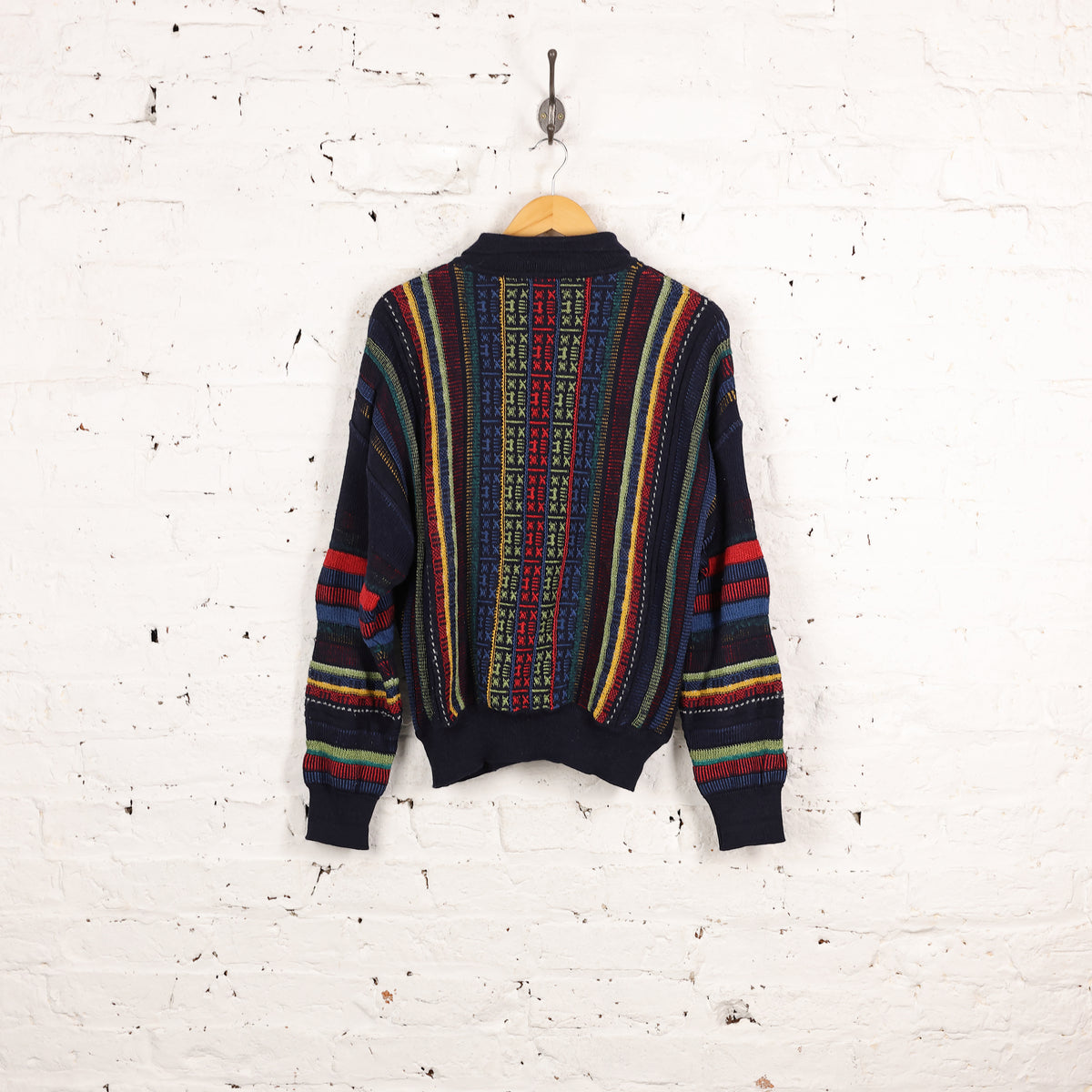 90s Collared Texture Knit Jumper - Blue - XS – Headlock