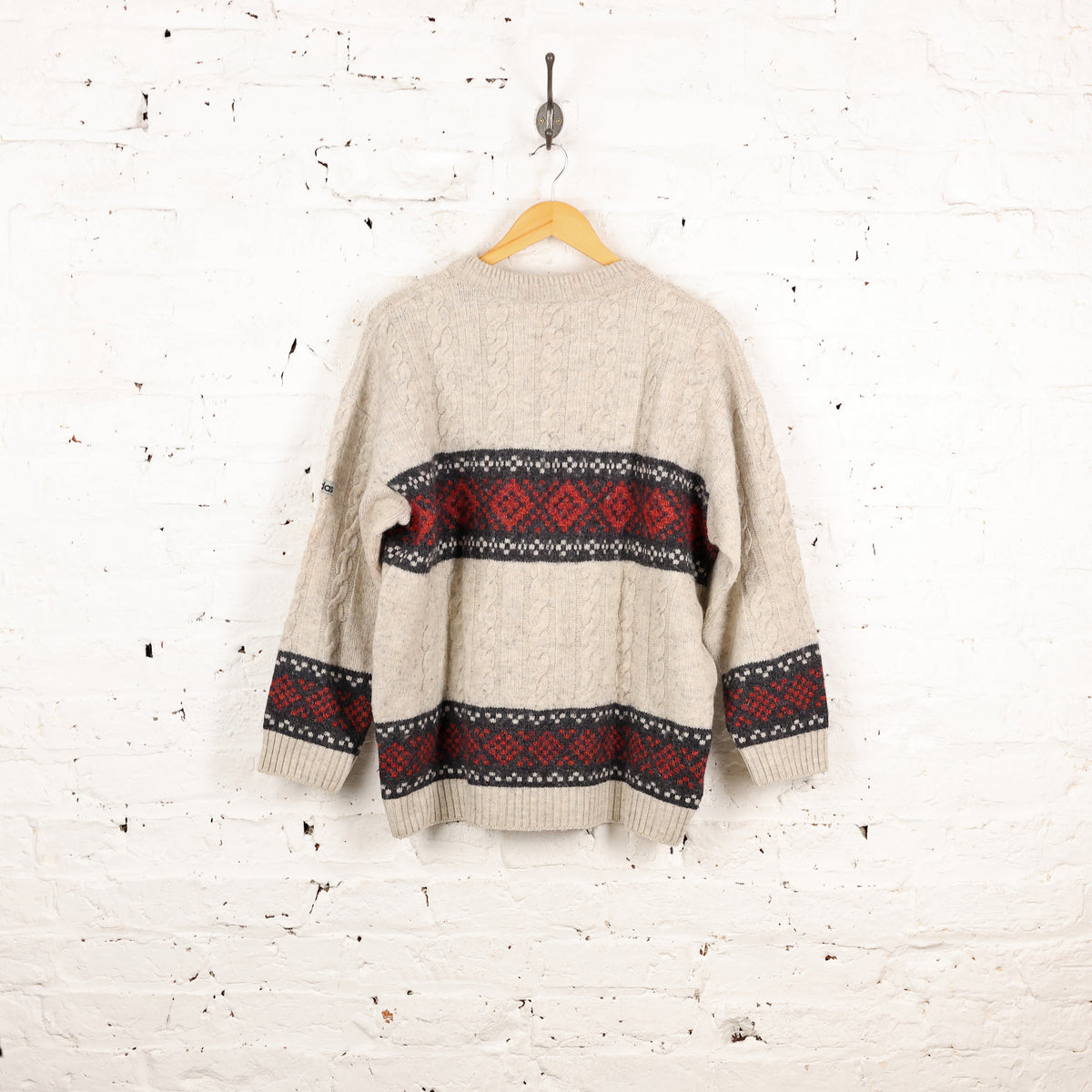 Adidas Cable Pattern Knit Jumper - Beige - L – Headlock