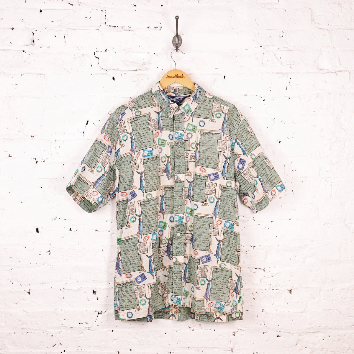 Marlin Fish Pattern Shirt - Green - XL – Headlock