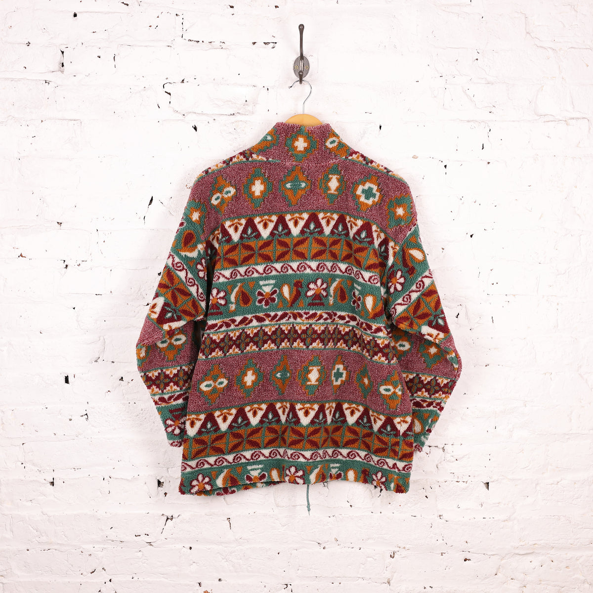 90s 1/4 Zip Pattern Pile Fleece - Purple - S – Headlock