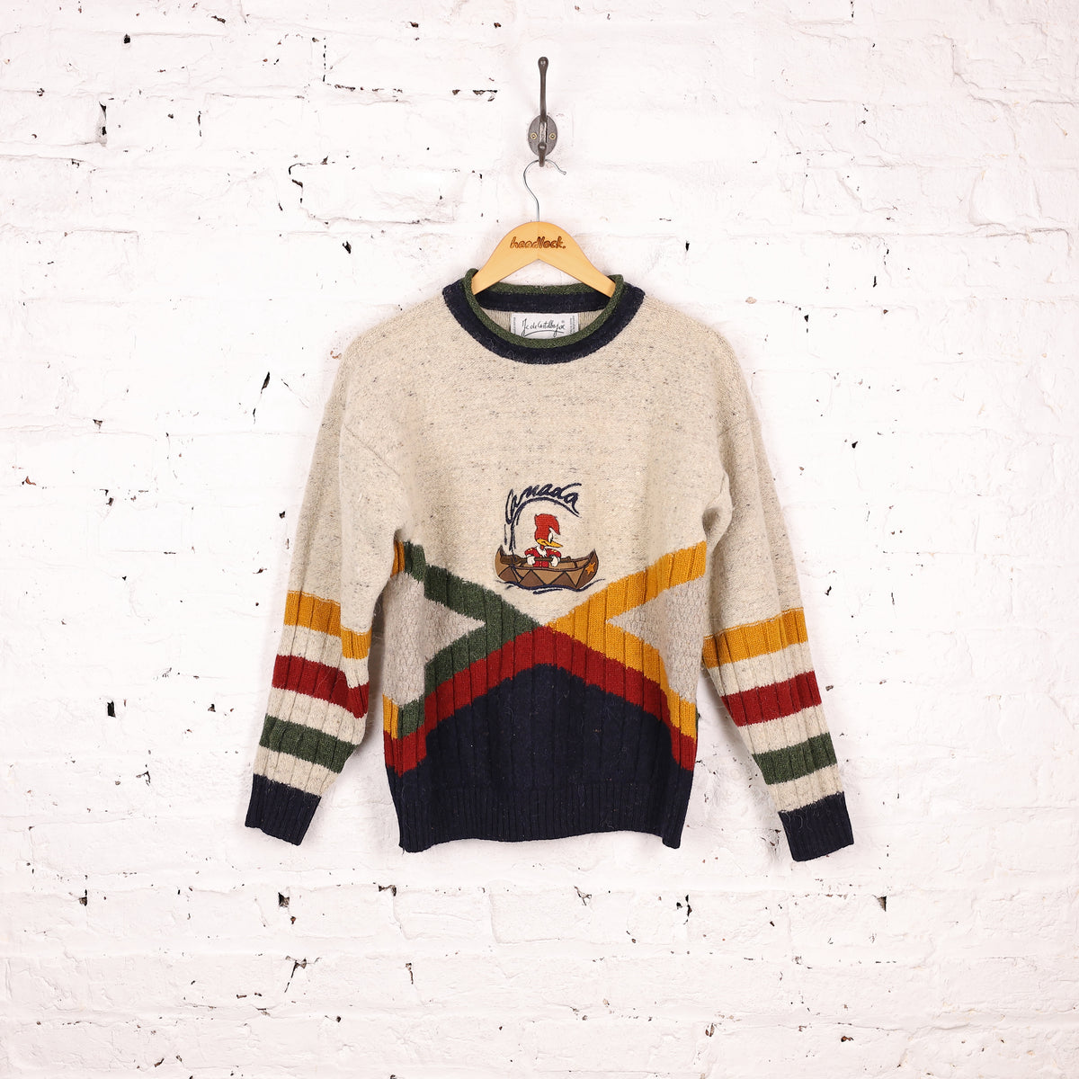 Woodpecker Canoe Pattern Knit Jumper - Beige - XS – Headlock