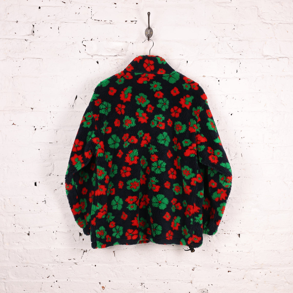 Floral Pile Pattern Fleece Jacket - Blue - L – Headlock