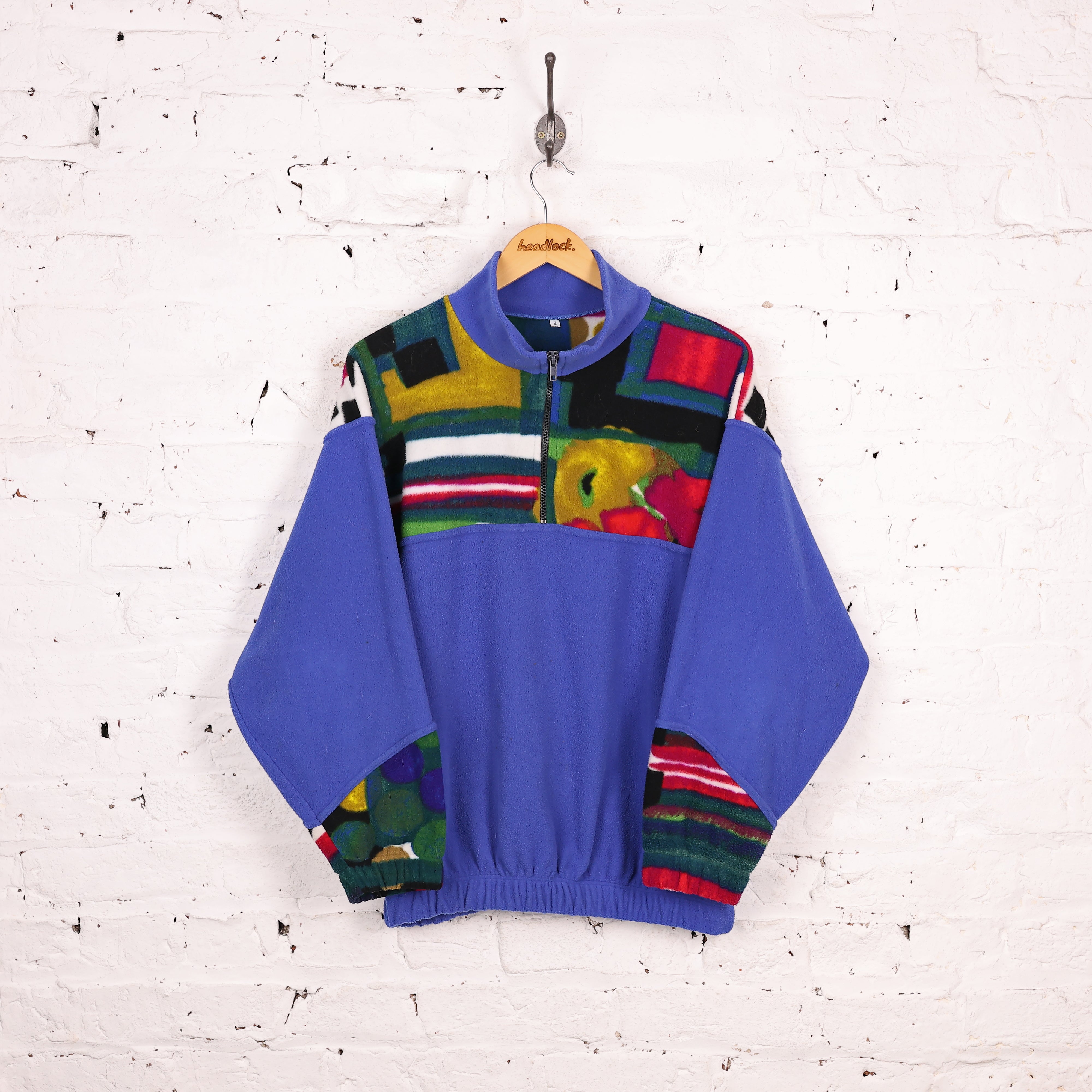 90s Pattern 1/4 Zip Fleece - Blue - M – Headlock
