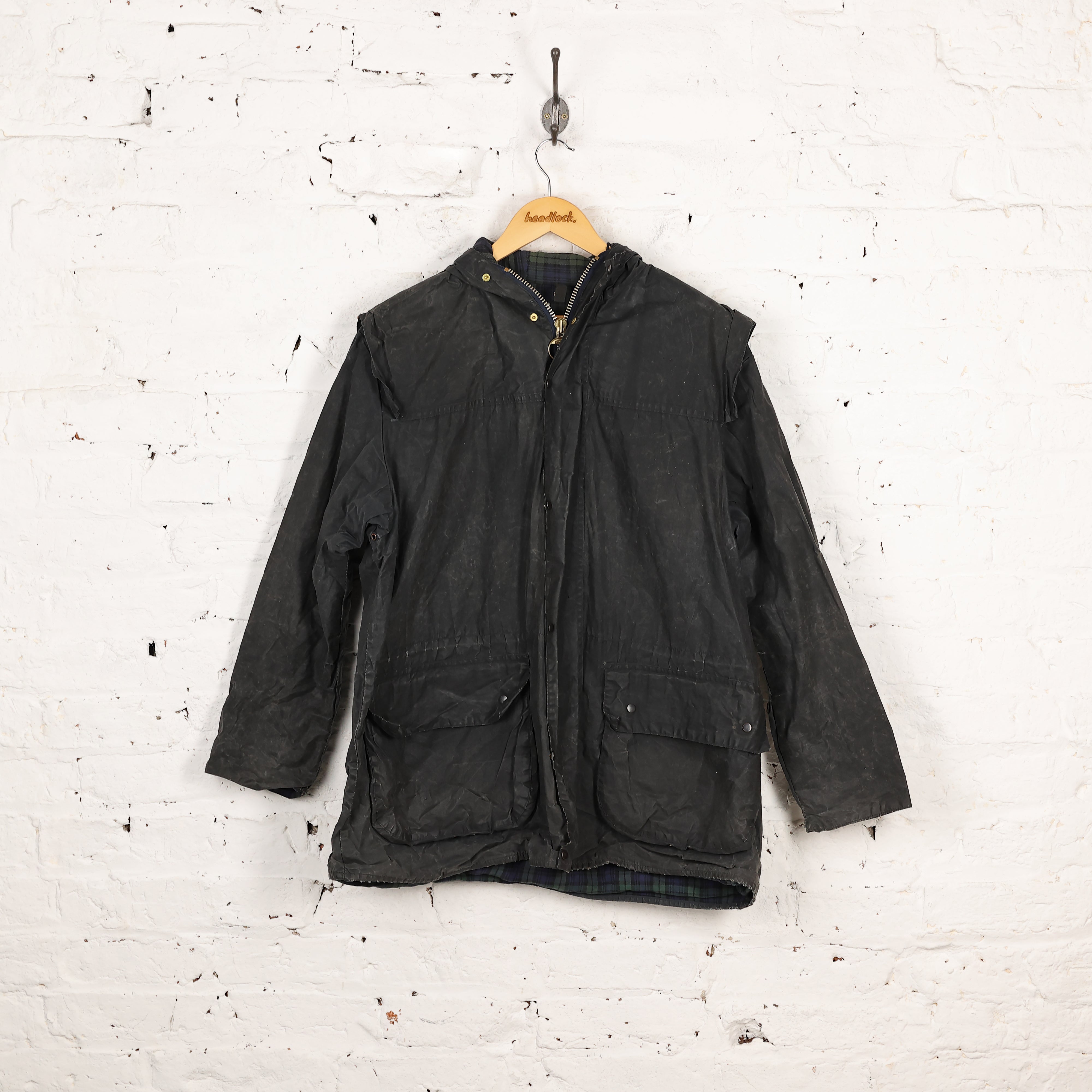 Barbour Lined Durham Wax Parka Jacket Coat - Blue - M – Headlock