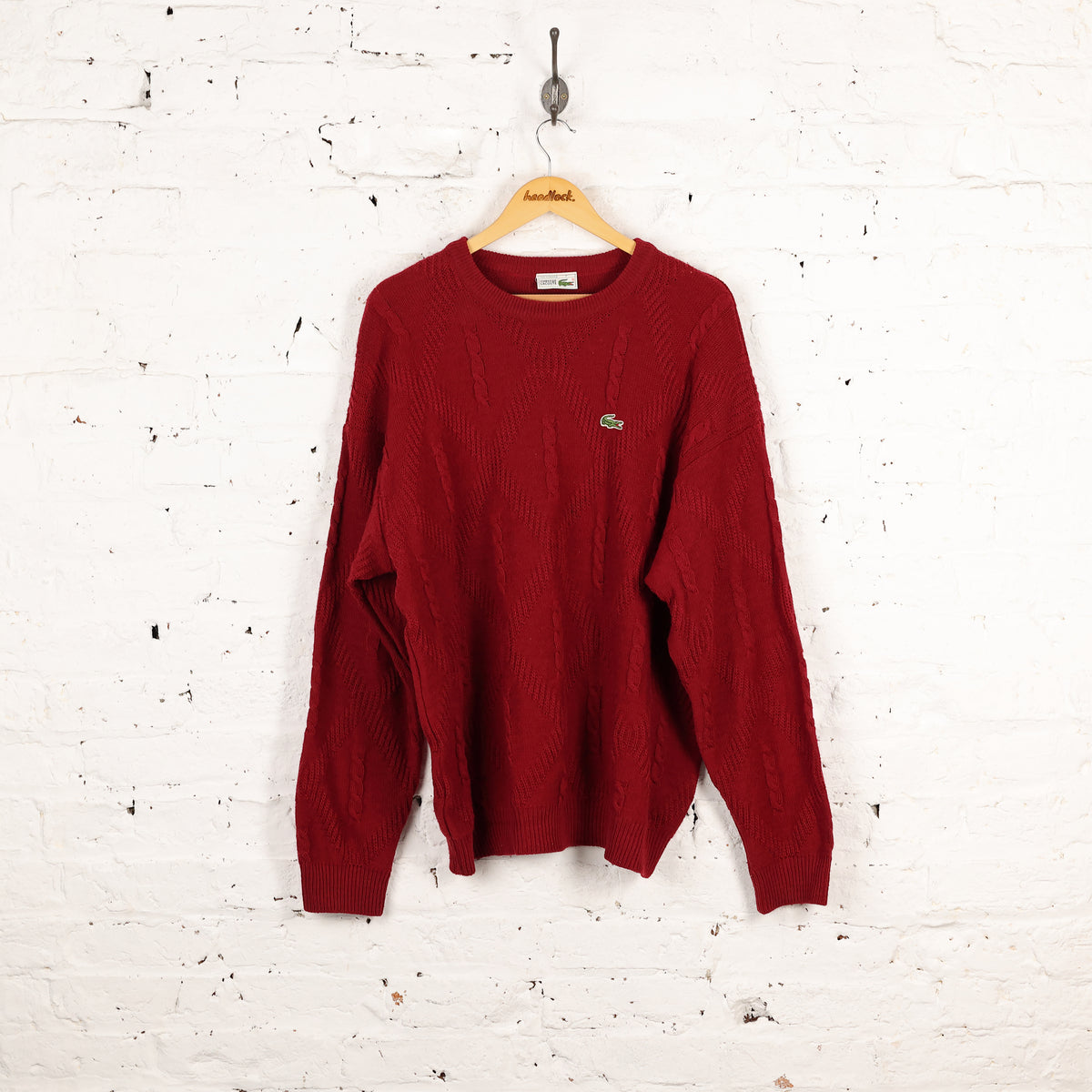 Lacoste 90s Texture Knit Jumper - Red - XL – Headlock