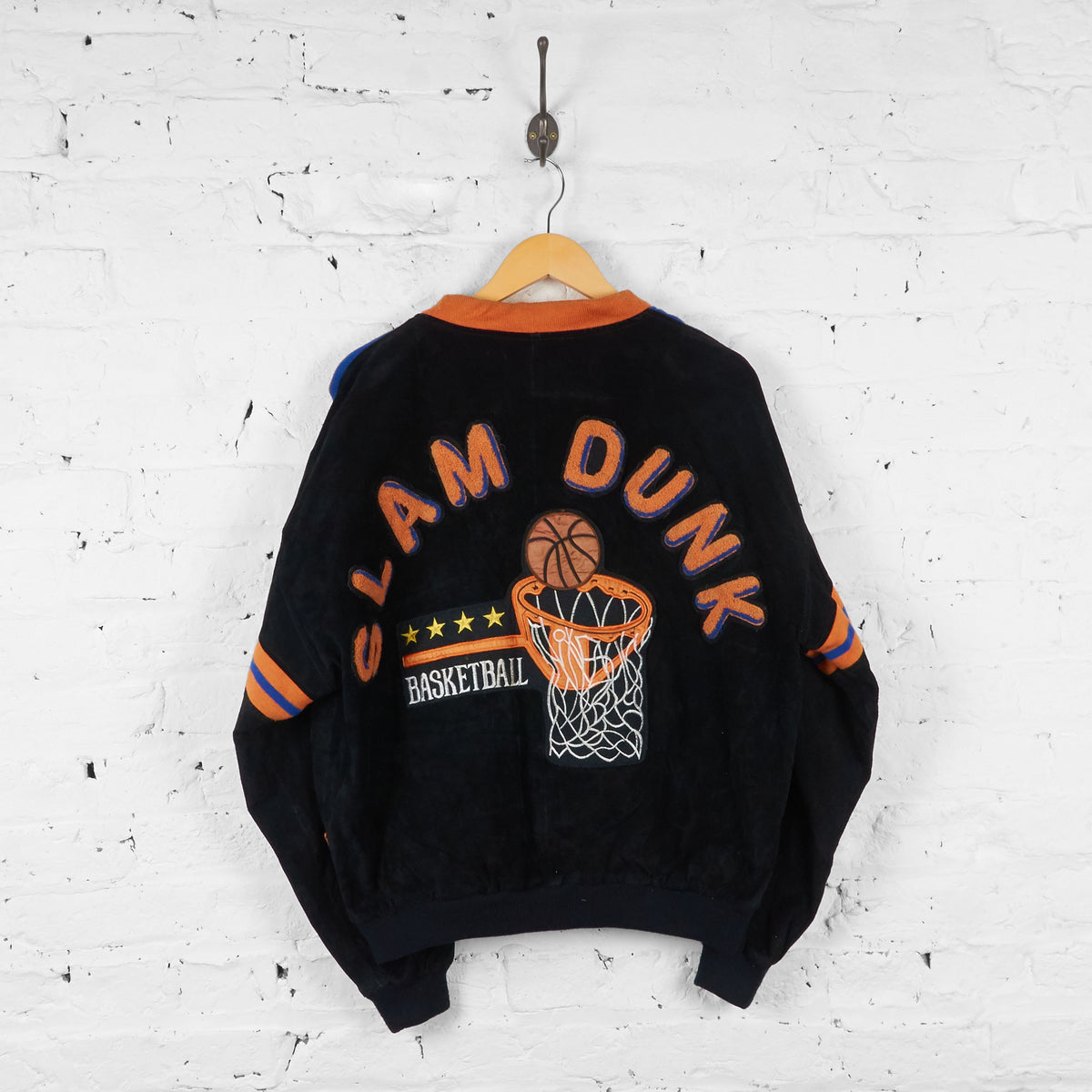 Slam Dunk Basketball Suede Bomber Jacket - Black - L – Headlock
